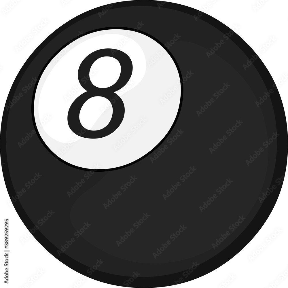 Vector emoticon illustration of a classic eight ball from the game of ...