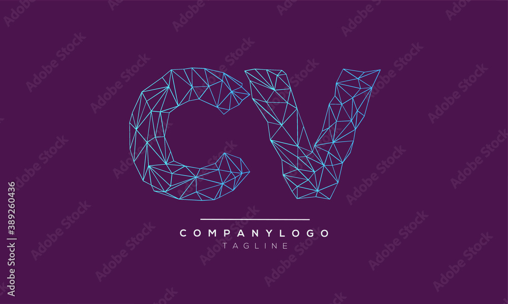 CV initials monogram letter text alphabet logo design Stock Vector ...