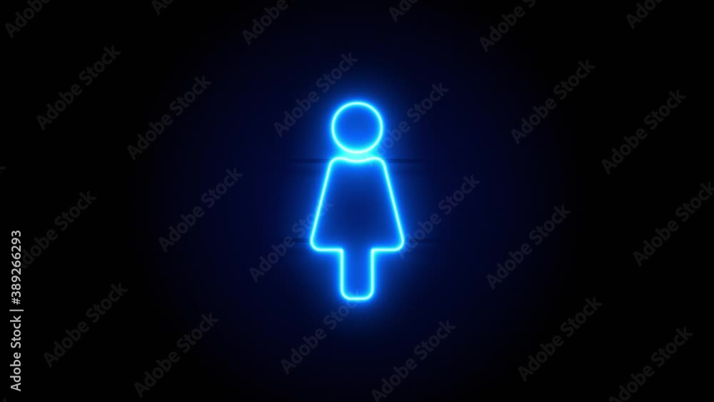 Female neon sign appear in center and disappear after some time ...