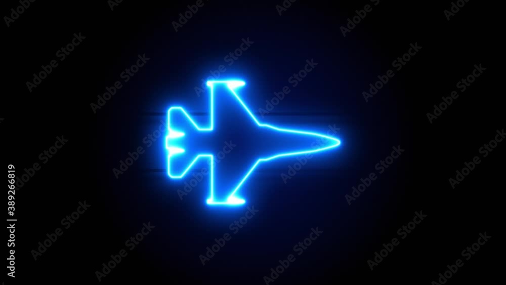 Fighter Jet neon sign appear in center and disappear after some time ...