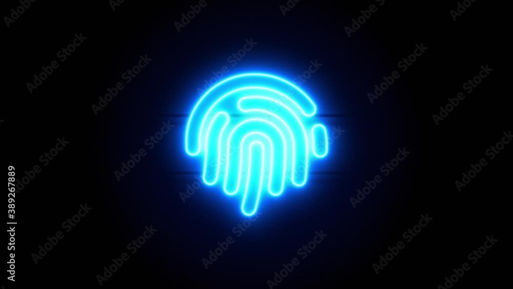 Fingerprint neon sign appear in center and disappear after some time ...