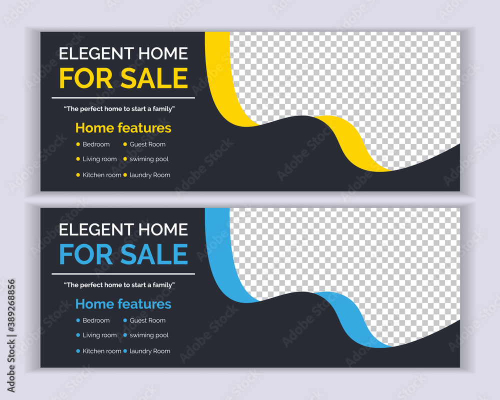 Real estate horizontal header web banner template. Real estate social ...