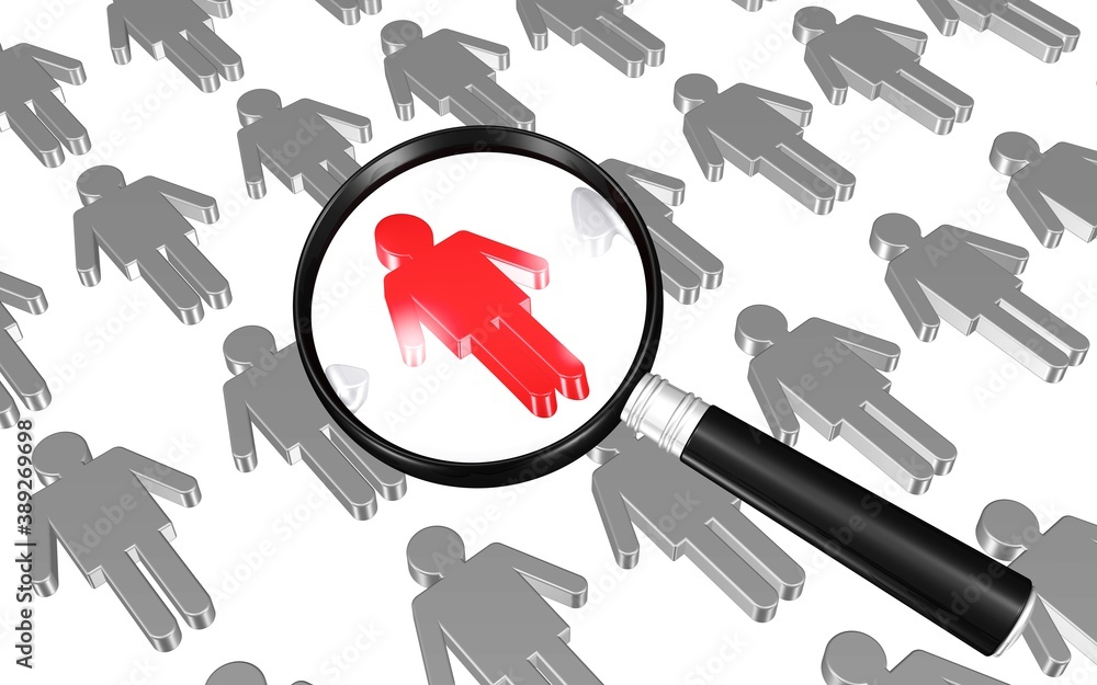 ein Mensch unter der Lupe Stock Illustration | Adobe Stock