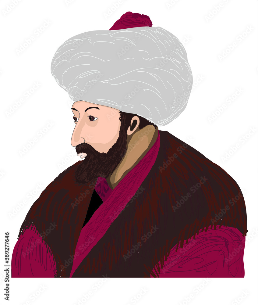 Vetor de Ottoman Empire, Fatih Sultan Mehmet Cartoon vector character ...