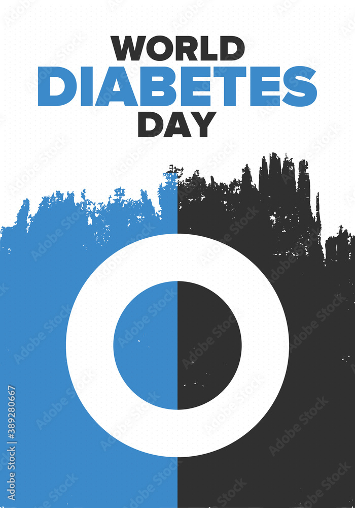 World Diabetes Day. Awareness Month in November. Blue circle symbol ...
