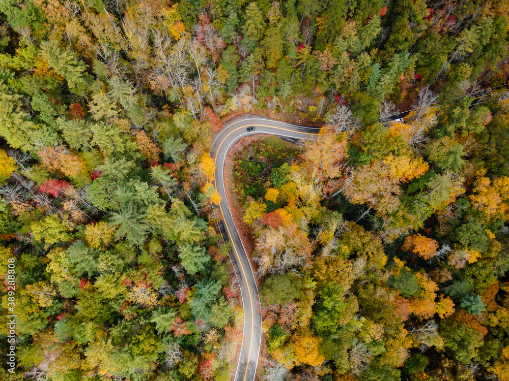 Aerial View of the Tail of the Dragon road near the Tennessee and North ...