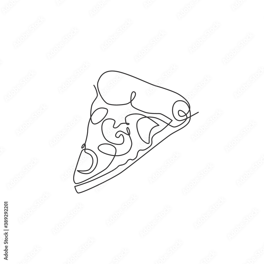 One continuous line drawing of fresh delicious Italian pizzeria ...