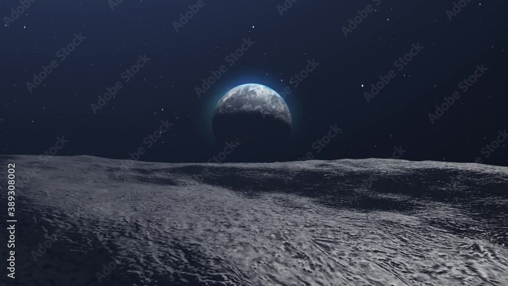 Planet Earth View From Moon Surface In Space Realistic outer space view ...