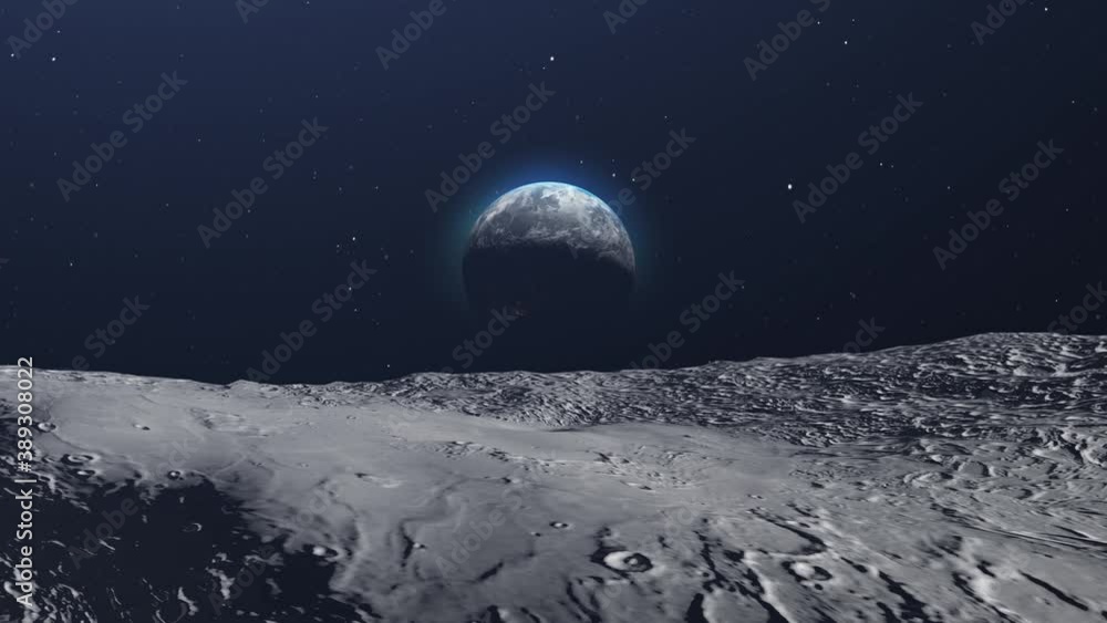 Planet Earth View From Moon Surface In Space Realistic outer space view ...