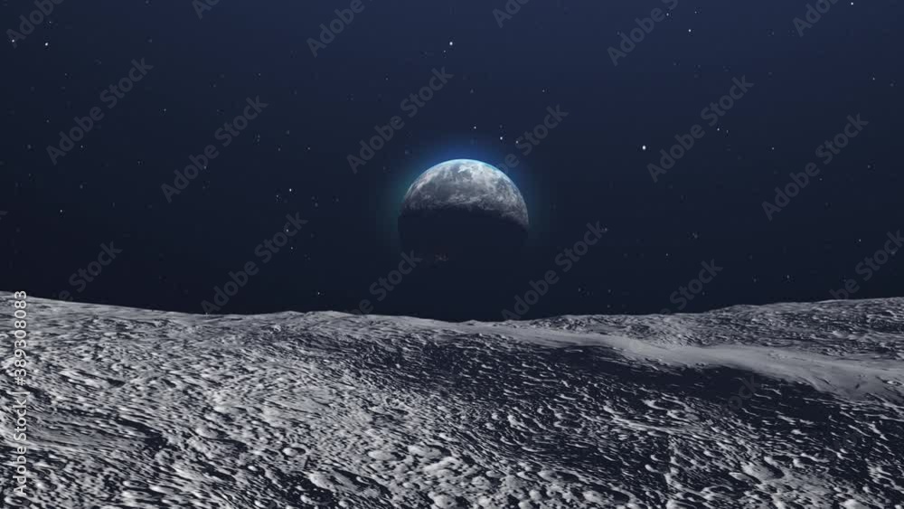 Planet Earth View From Moon Surface In Space Realistic outer space view ...