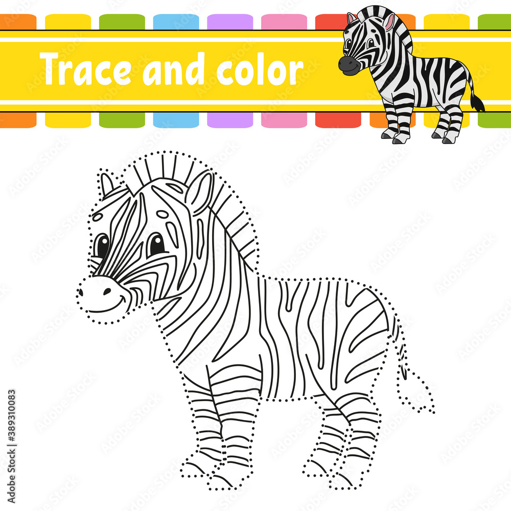 Trace and color. Coloring page for kids. Handwriting practice ...