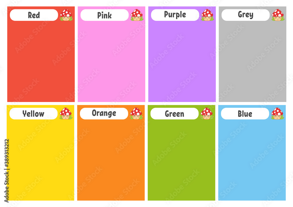 Vetor de Flash cards. Learning colors. Education developing worksheet ...