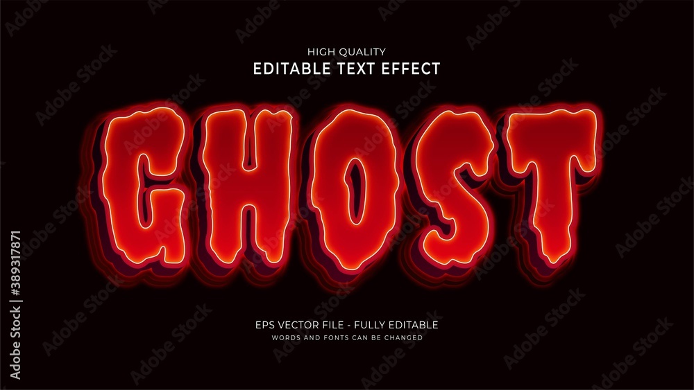 ghost text effect, editable movie graphic style effect Stock Vector ...