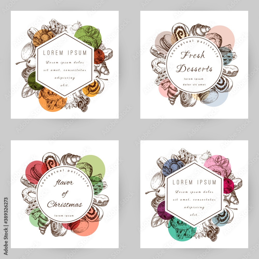 bakery, pastry label, logo collection isolated. Set of badges, sticker ...