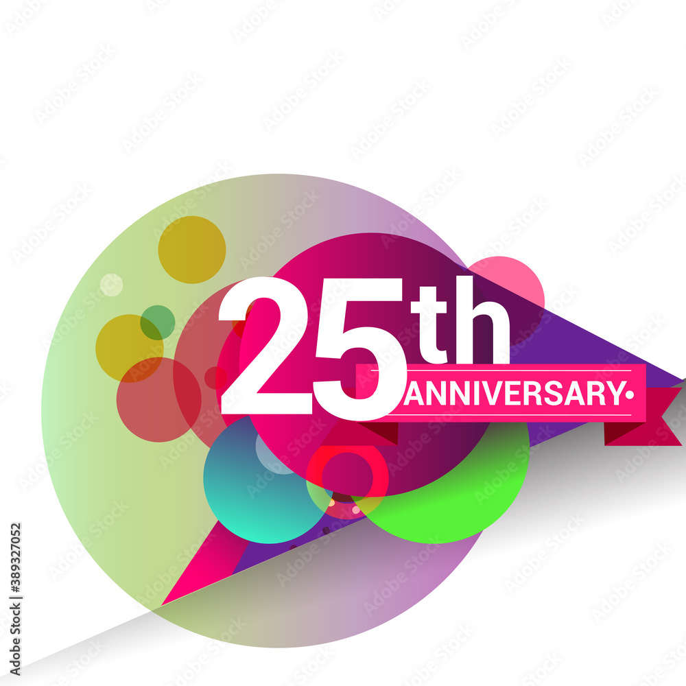 25th Anniversary logo with colorful geometric background, vector design ...