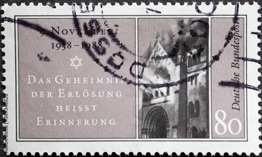 GERMANY - CIRCA 1988: a postage stamp from Germany, showing a burning ...
