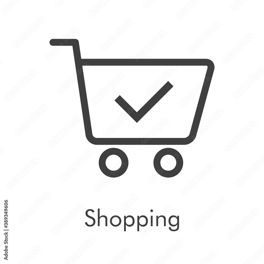 Símbolo de tienda en línea. Logotipo lineal con texto Shopping con ...