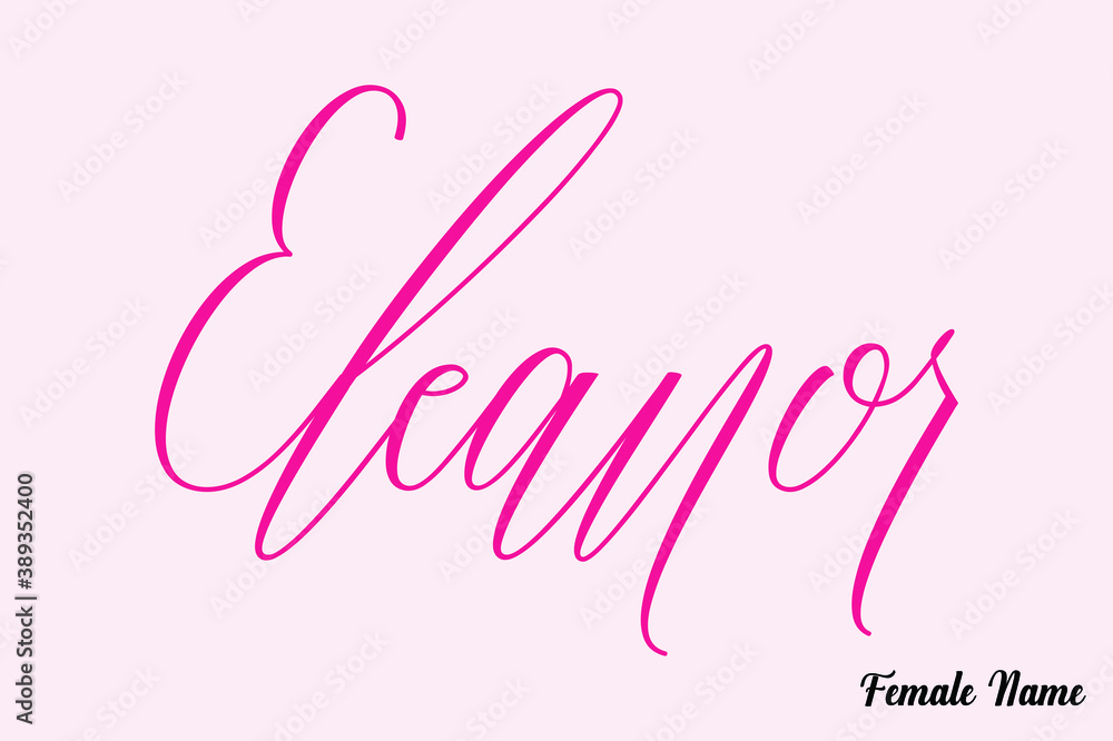 Eleanor-Female Name Calligraphy Cursive Dork Pink Color Text on Light ...
