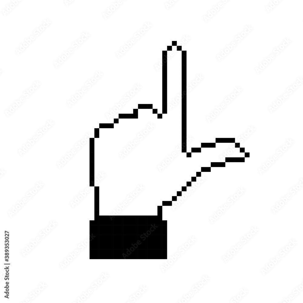 Flat pixelated hand gesture. Pixel direction symbol. Non-verbal or ...