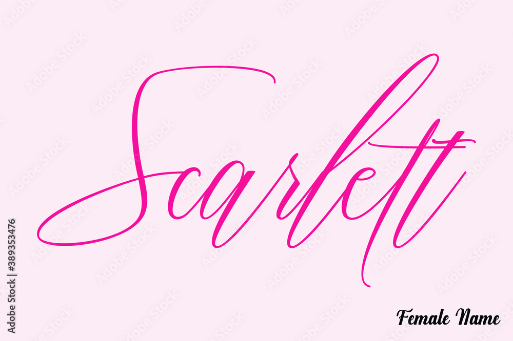 Scarlett-Female Name Calligraphy Cursive Dork Pink Color Text on Light ... Scarlett-Female Name Calligraphy Cursive Dork Pink Color Text on Light ...