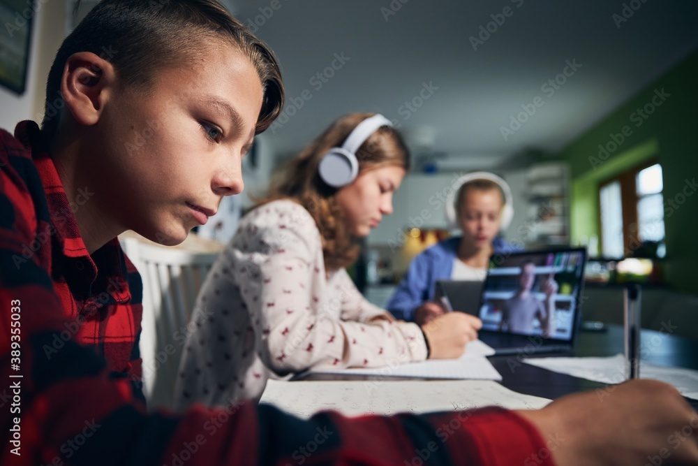 Online school lesson at home Stock Photo | Adobe Stock