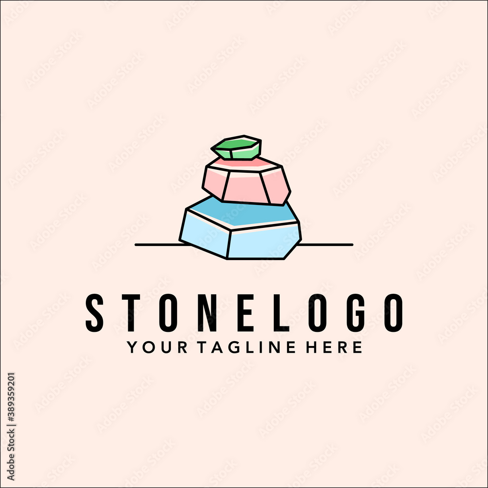 Stone Logo Line Art Minimalist Vector Illustration Template Design ...