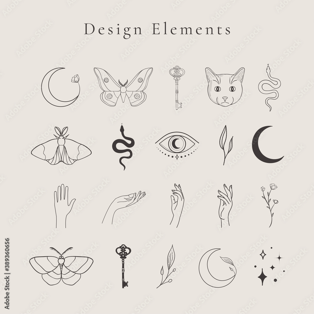 Collection of vector abstract spiritual line drawing logo design ...