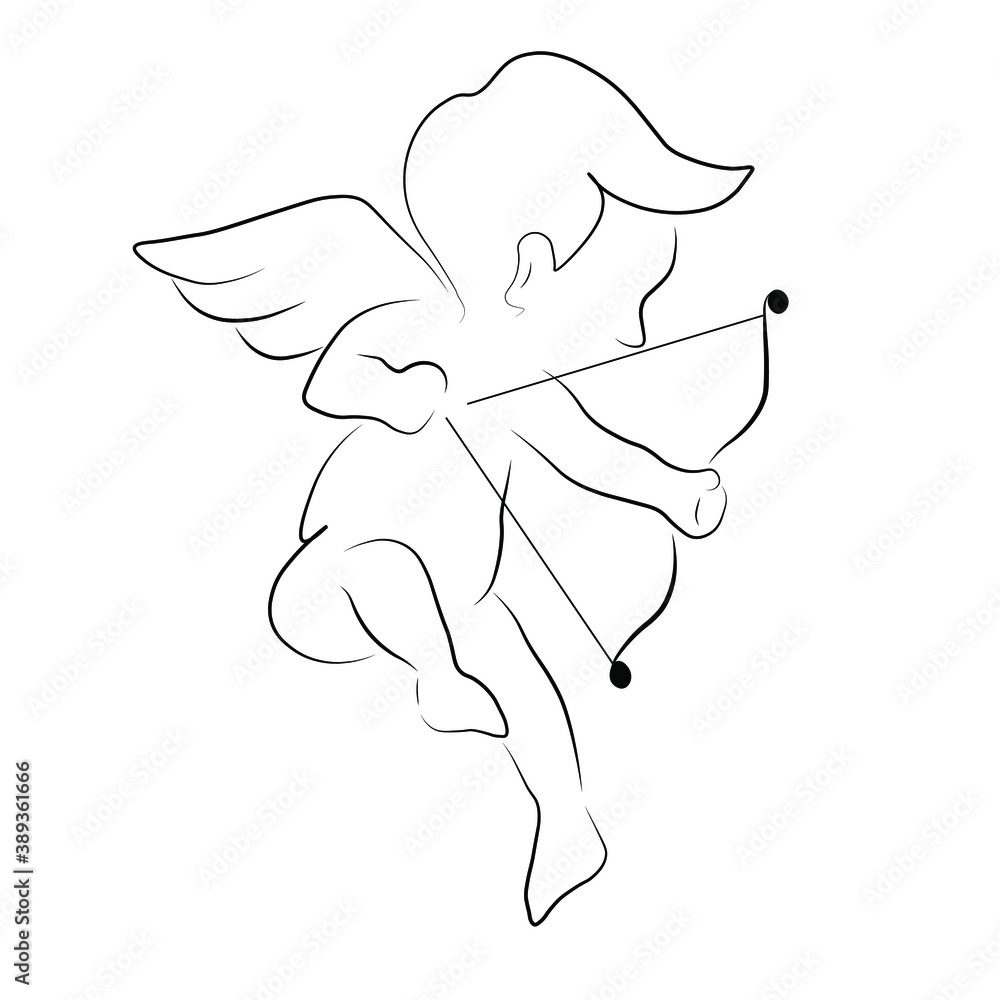 Cupid with bow and arrow isolated on white background, love, saint ...