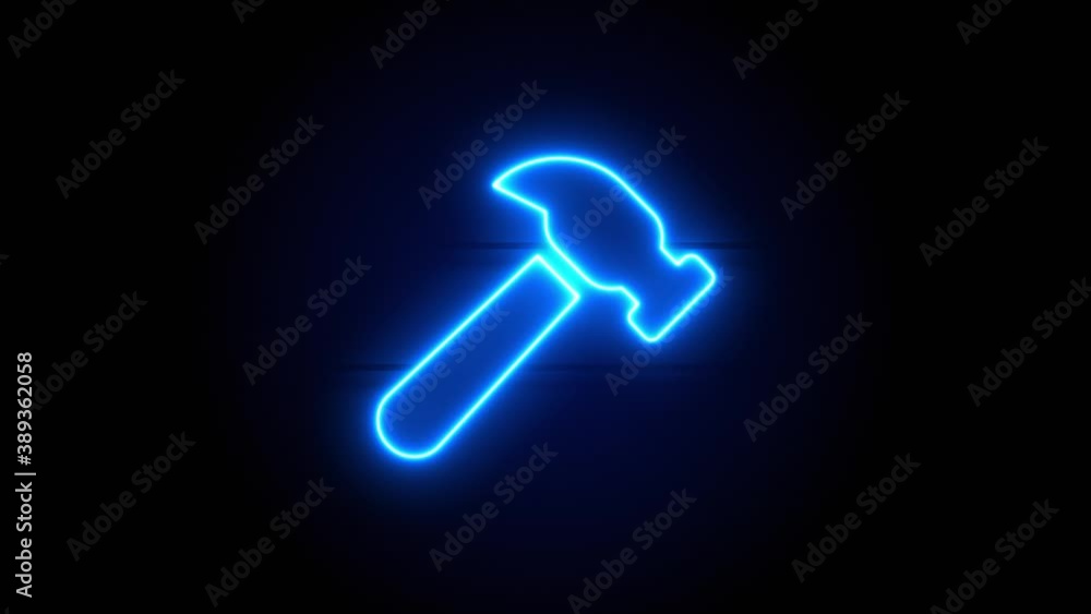 Hammer neon sign appear in center and disappear after some time ...