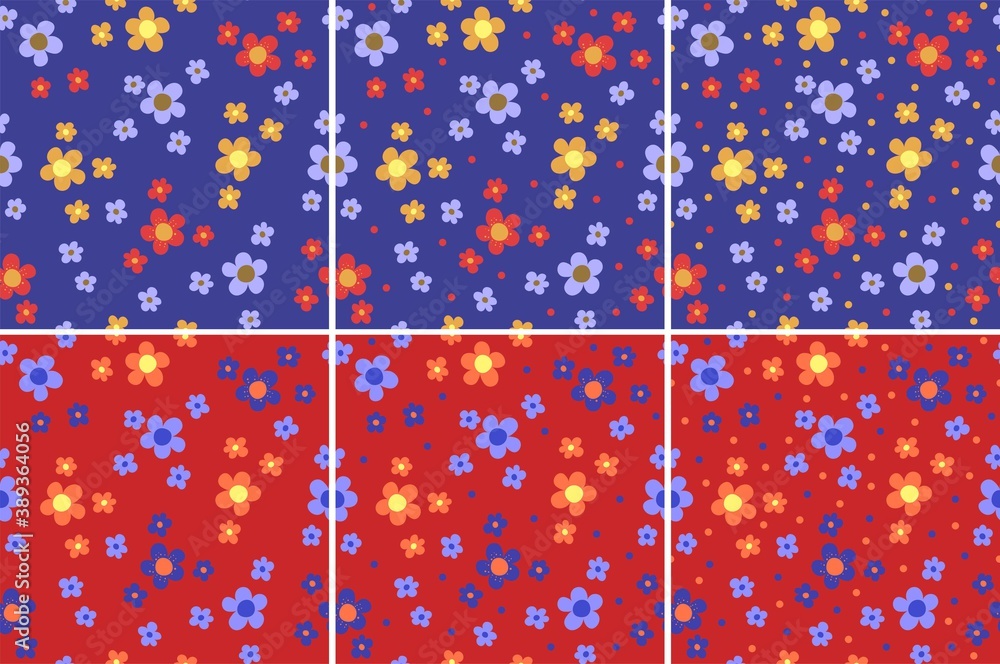 Cute floral seamless pattern. A highly saturated image with vivid, rich ...