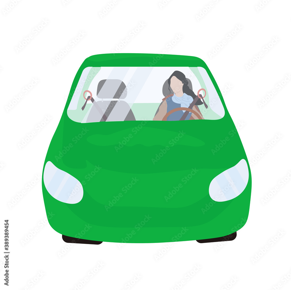 Girl in a car vector stock illustration. Beautiful woman driving a ...