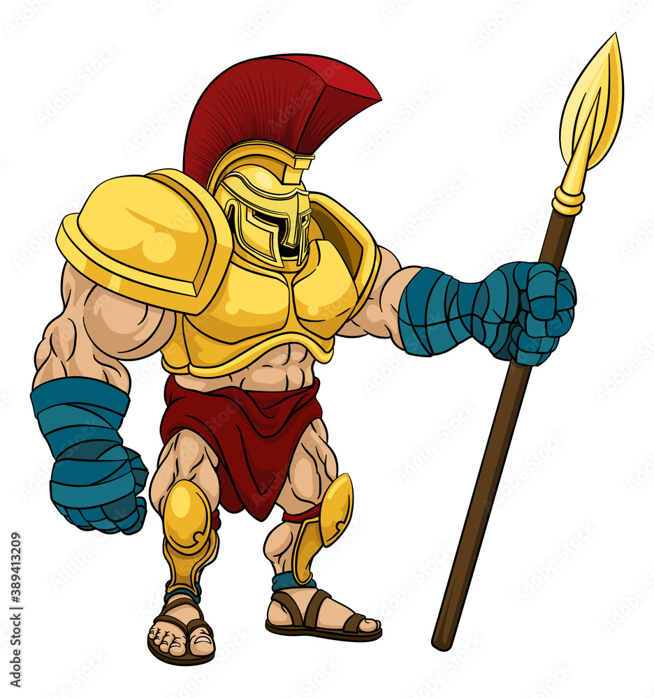 A Spartan soldier, Roman gladiator or ancient Greek trojan warrior ...