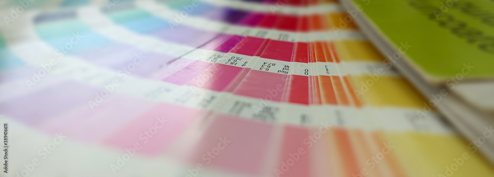 Horizontal image of color guide palette. Choosing colors from catalog ...