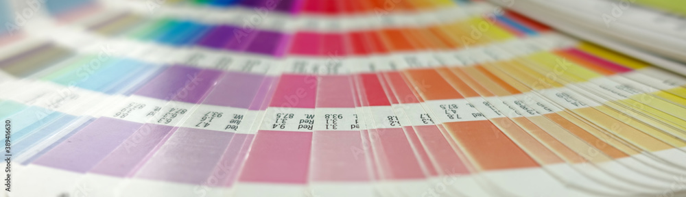Horizontal image of color guide palette. Choosing colors from catalog ...