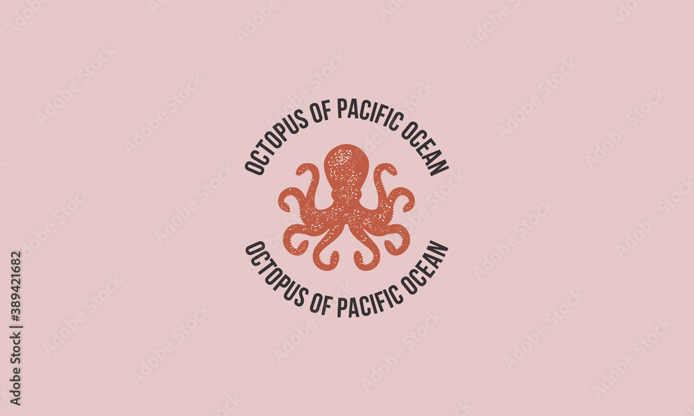 Octopus silhouette with grunge texture. Octopus design for badge, logo ...