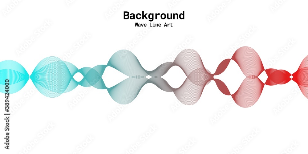 Modern abstract background with wavy lines in red and blue gradations ...