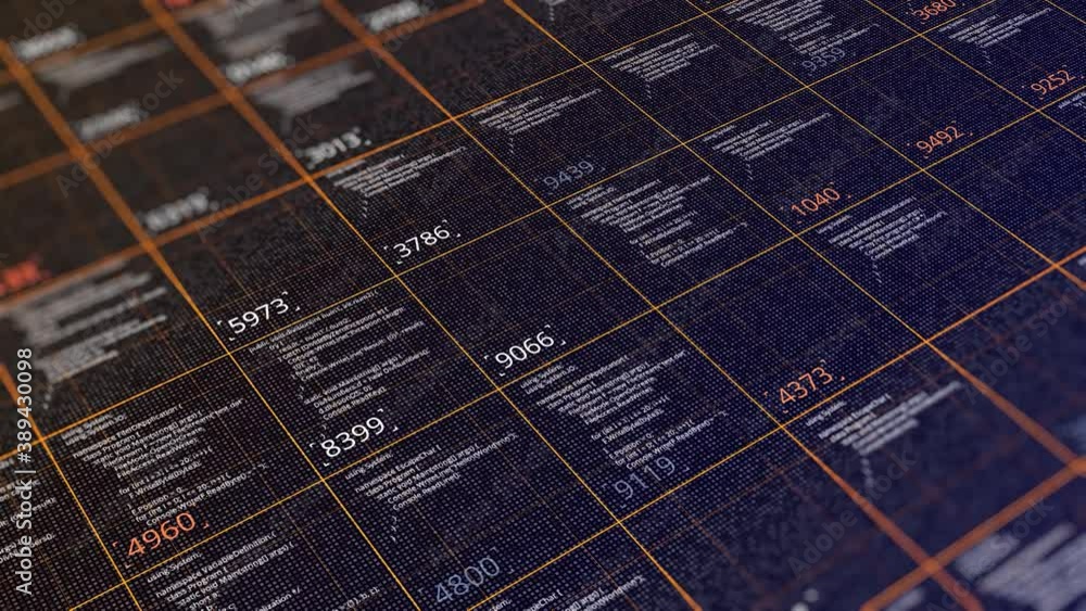 Video „table With Computer Code Data Animation Informational Table Of Computational Codes And