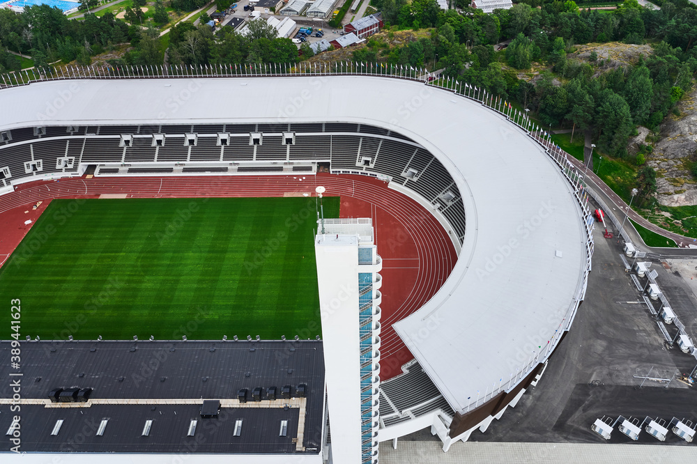 Helsinki, Finland - August 1, 2020: Arial view of the Helsinki Olympic ...