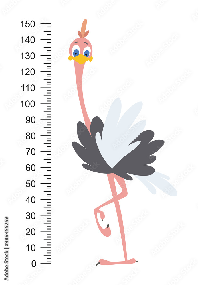 Cor height meter with tall surprising ostrich. Stock Illustration ...