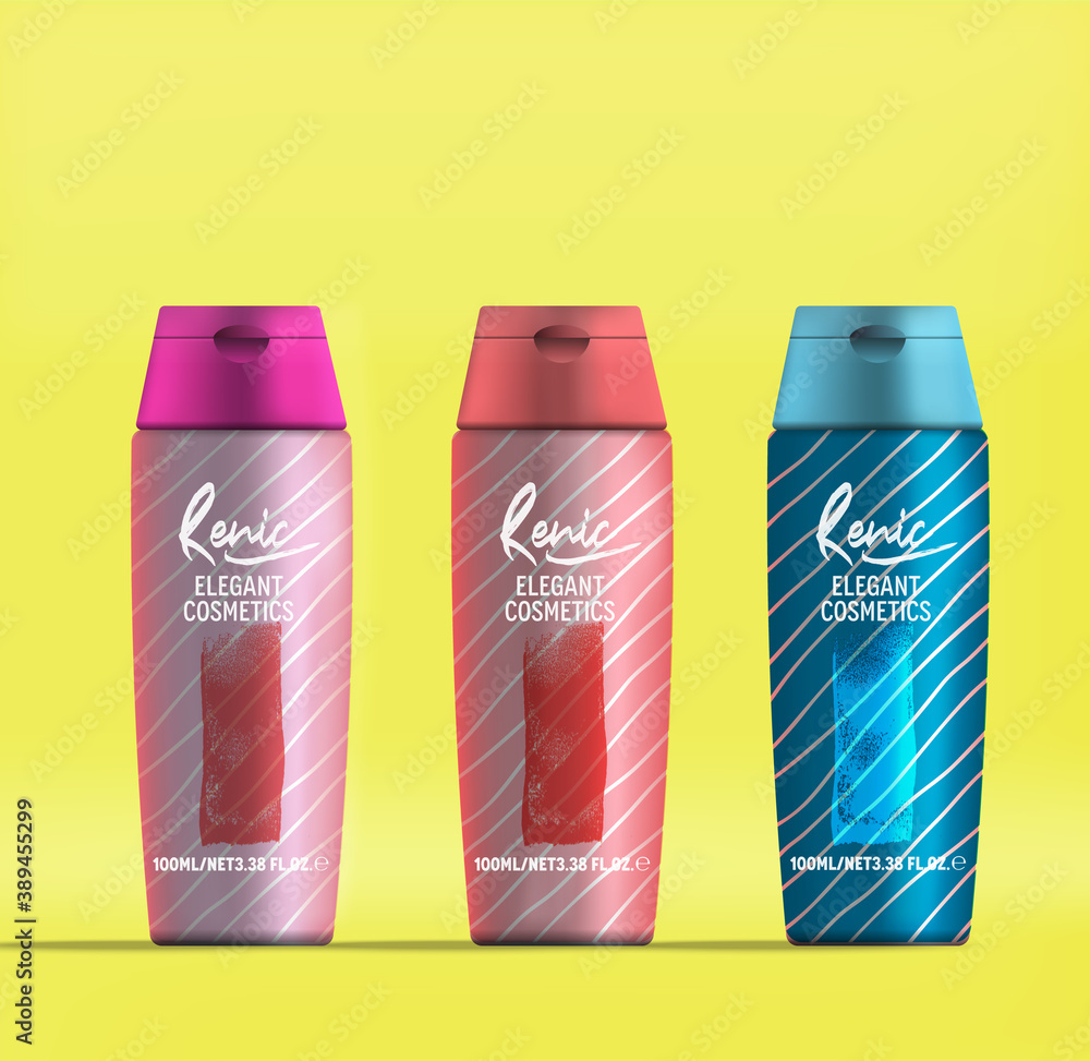 Cosmetics Bottle set, Package template design, Label design, cosmetic ...