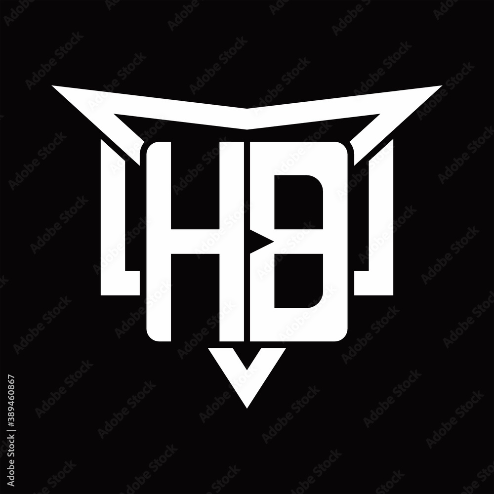 HB Logo monogram with triangle sharp and half square rounded design ...
