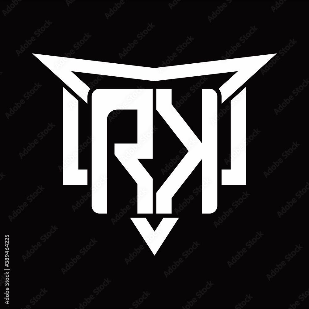 RK Logo monogram with triangle sharp and half square rounded design ...
