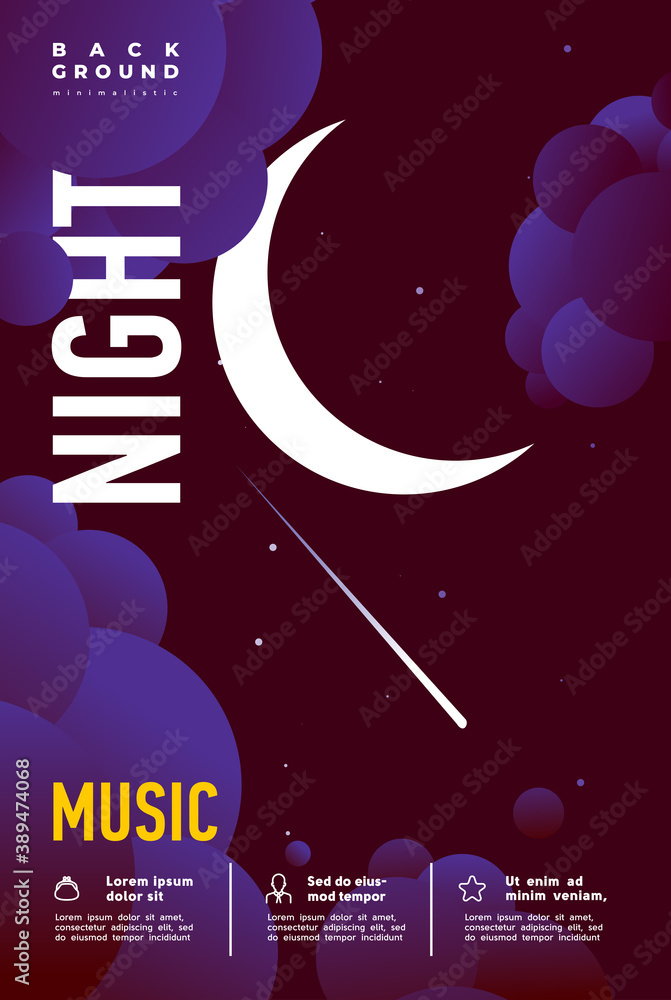 Vector illustration. Poster. Night sky and moon. Abstract background ...