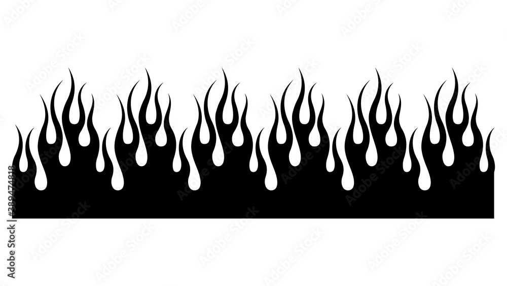 Flame vector pattern.Black fire tribal pattern tattoo. Silhouette of ...