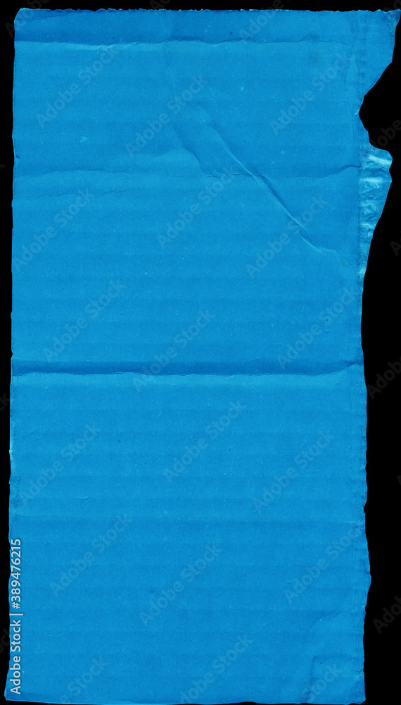 Close up of a blue vintage torn sheet of carton. Cardboard paper ...