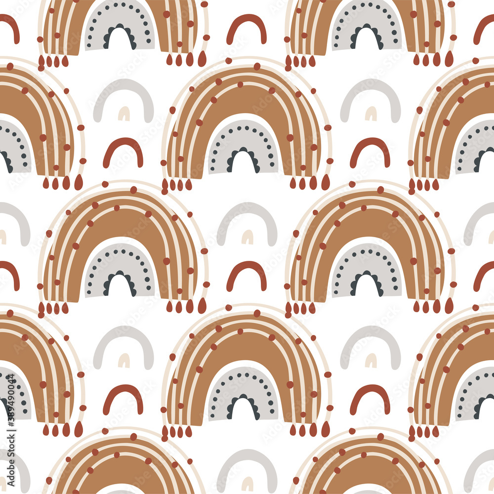 Bohemianl rainbow hand drawn pattern, ethnic pattern. Boho seamless ...