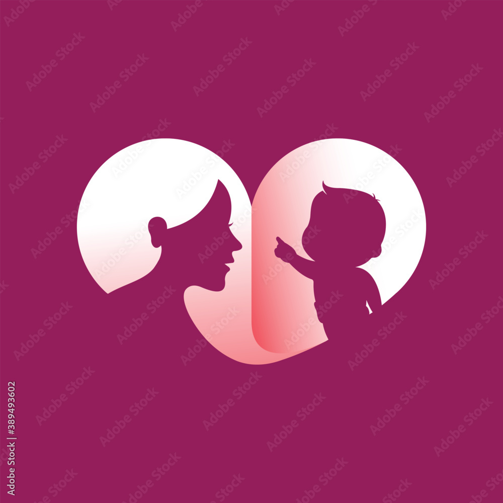Mother and baby in heart. Vector symbol illustration Stock Vector ...