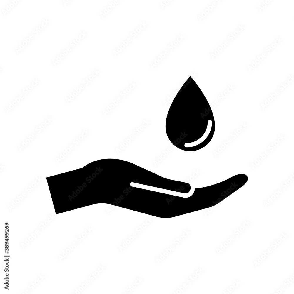 Vector Drop in hand icon, blood drop, donate blood, water droplet, save ...