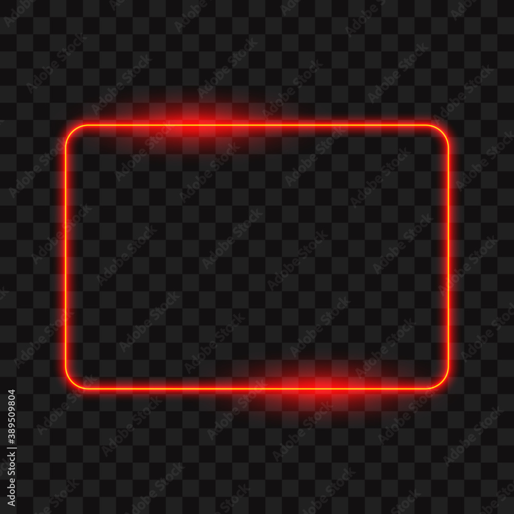 Red neon frame, isolated on transparent background, vector illustration ...