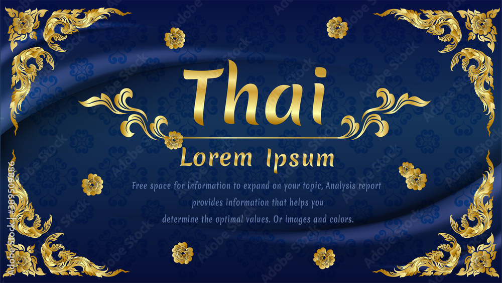 Luxury background of flower element, Thai pattern traditional concept ...